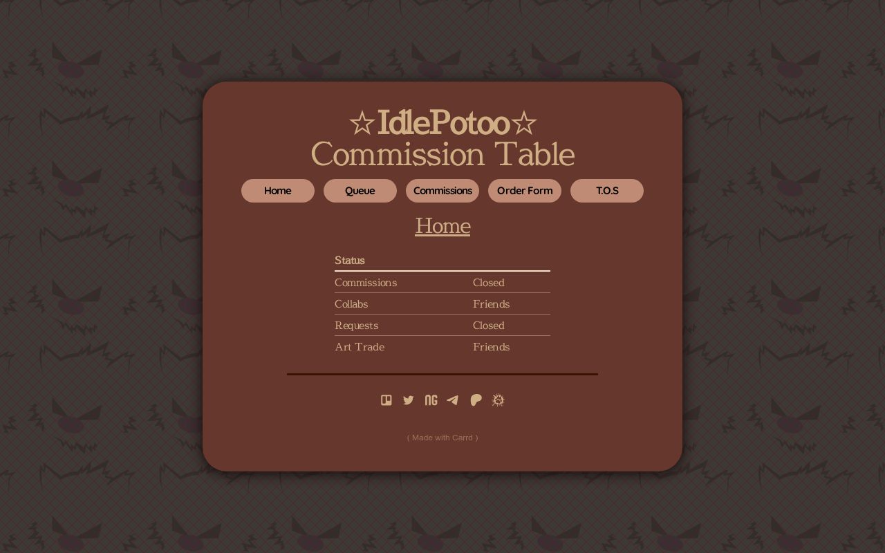 IdlePotoo Commission Table